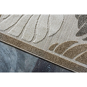 Unique Loom Outdoor Botanical Collection Area Rug - Augusta (7' 1" x 10' Rectangle, Beige/ Ivory)