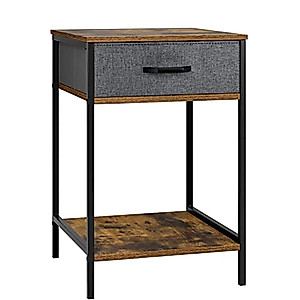 DLOETT 2 Tier Bedside Table with Drawer Storage Organizer and Shelves Vintage Nightstand for Bedroom Living Room