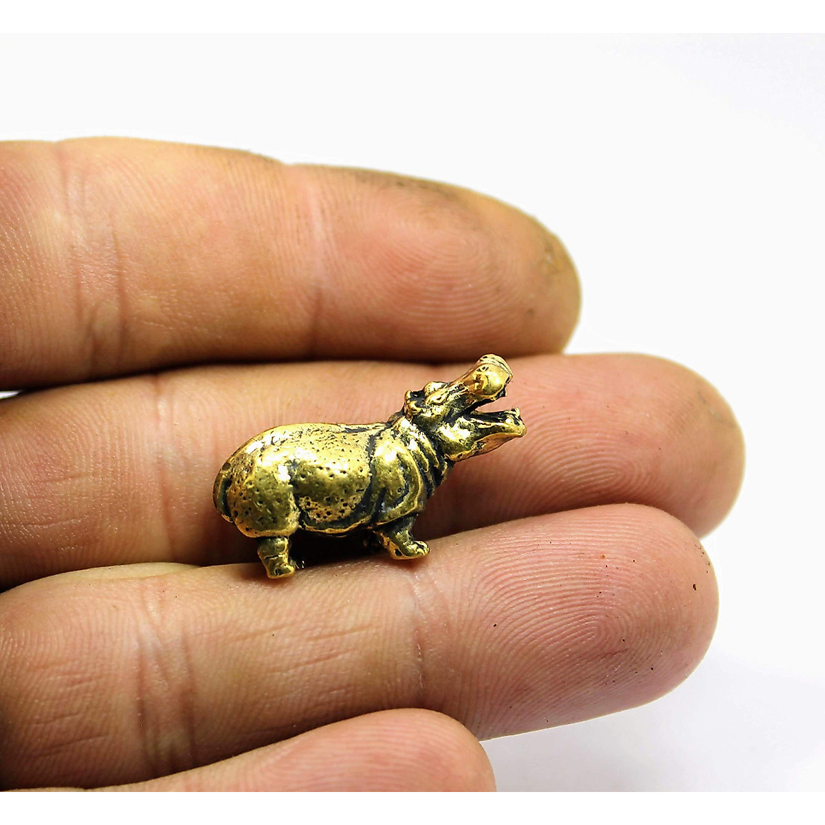 Hippopotamus Brass Collectible Hippo Figurine Handmade Art Miniature