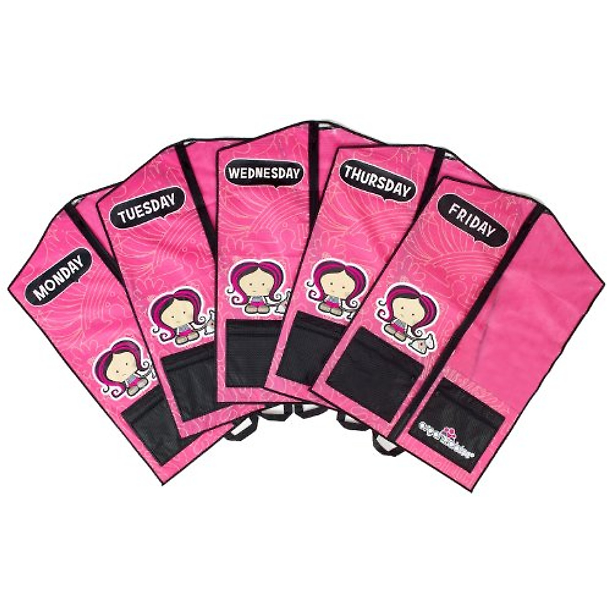 Organizables Children's Hanging Clothes Organizer, Girls Deluxe Weekday Set, Pink