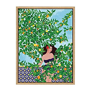 Kate and Laurel Sylvie Sevilla Girl Framed Canvas Wall Art by Maja Tomljanovic, 18x24 Natural, Relaxing Nature Art for Wall