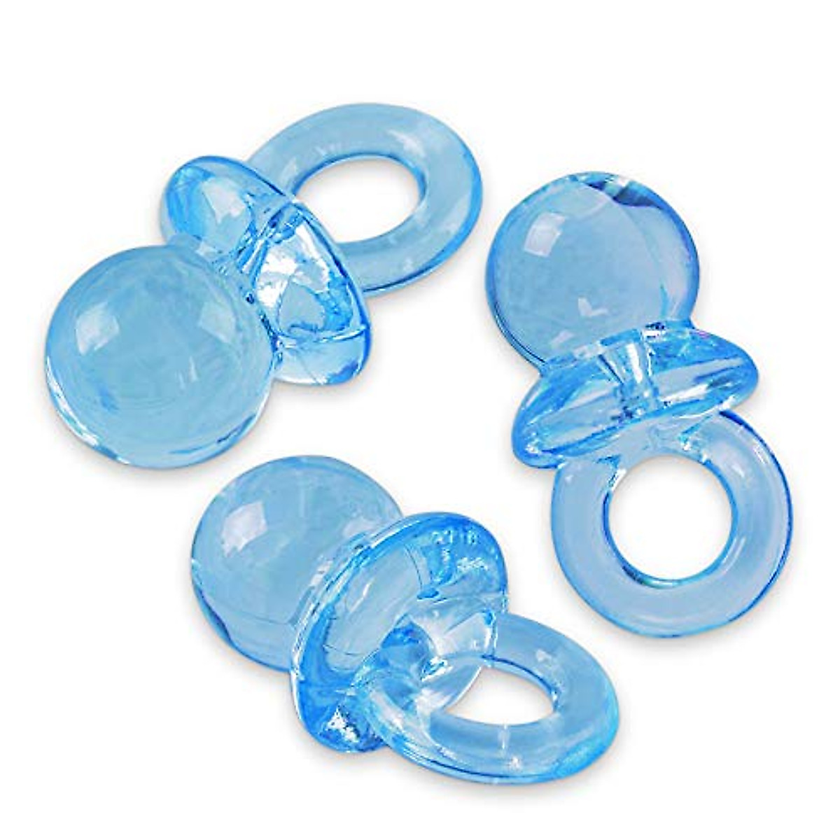 Mini Acrylic Baby Pacifiers for Baby Shower Decorations, Table Scatter, Party Favors, Games & Activities - 144 Pieces by Super Z Outlet (Blue)