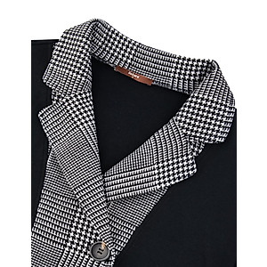 Gaharu Pullover Tunic Tops Ladies Long Sleeve Fall Top Lapel Tunic Sweaters for Women to Wear With Leggings Flowy Shirts Comfy Sweatshirts Black and White,L