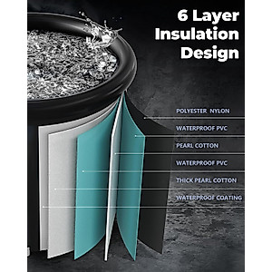 XL Ice Bath Tub for Athletes & Adults - 105 Gallons Ice Tub, Cold Plunge Tub with Cover, Ice Plunge Tub for Recovery & Cold Water Therapy, Inflatable Ice Bath Barrel for Indoor Outdoor- Black