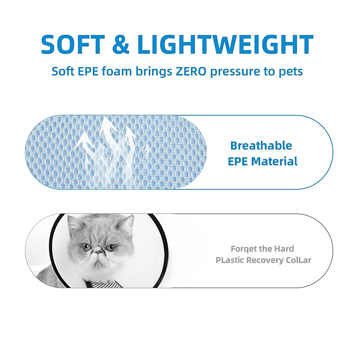 Oceskyha Cat Cone Collar Soft to Stop Licking, Cat Recovery E Collar for Small Large Cats,Collar for Small Dogs Teddy Dog, Cat Neck Cone Alternative for Cats Kittens(Blue Dink)