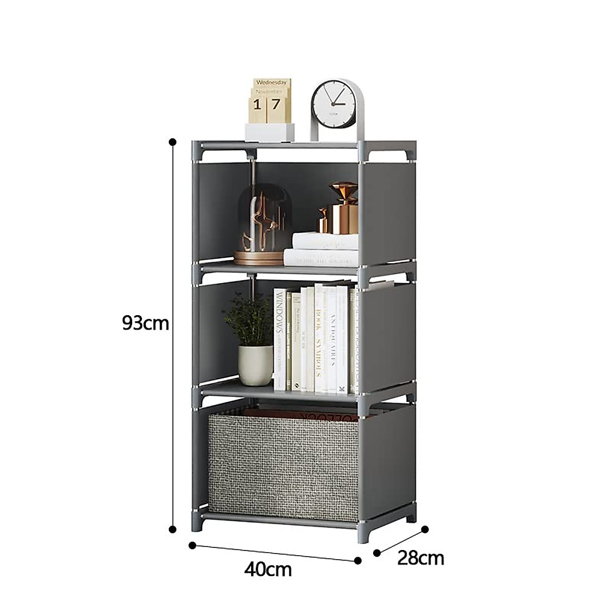 RIIPOO Storage Cube Shelves, 3-Cube Organizer Shelf for Bedroom Closet, 4-Layer Small Bookshelf, Bookcase Unit for Small Spaces