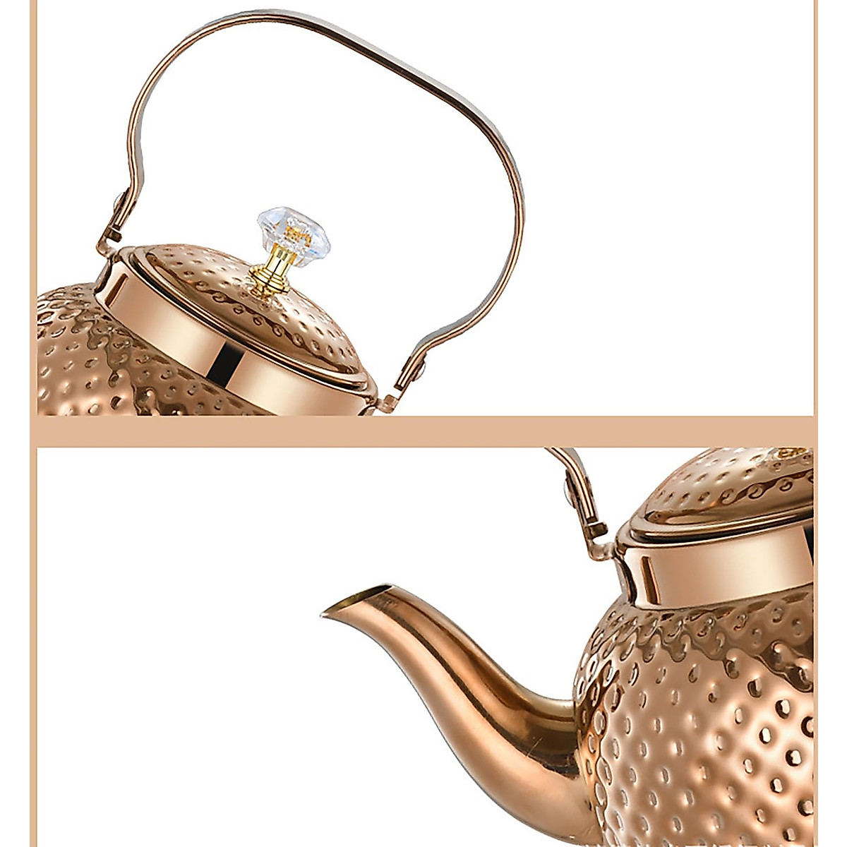 1.3 Quart (1.2 L) Tea Kettle with Tea Leakage, Thick Food Grade Stainless Steel Teakettle is Best for Boiling Water, Brewing Tea, and Making Coffee (Rose Gold)
