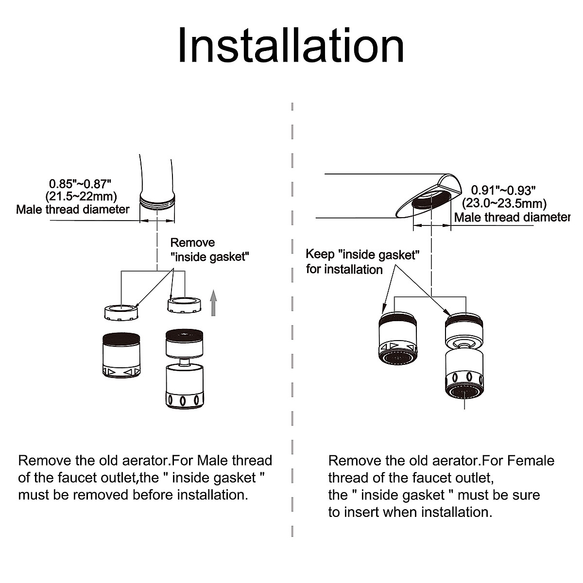 YOO.MEE Faucet Aerator with Dual- function 2 flow Spray, Chrome