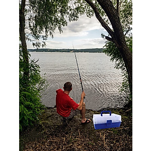 3-Tier Portable Fishing Box Hardware Toolbox Tool Organizer Box Parts Storage Boxes with Removable Plastic Divider for Various Sizes of Bait Hook Fish Float Outdoor Fishing Supplies