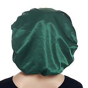 Alnorm Double Layered Satin Bonnet Oversized Sleep Cap for Hair Loss Women Green