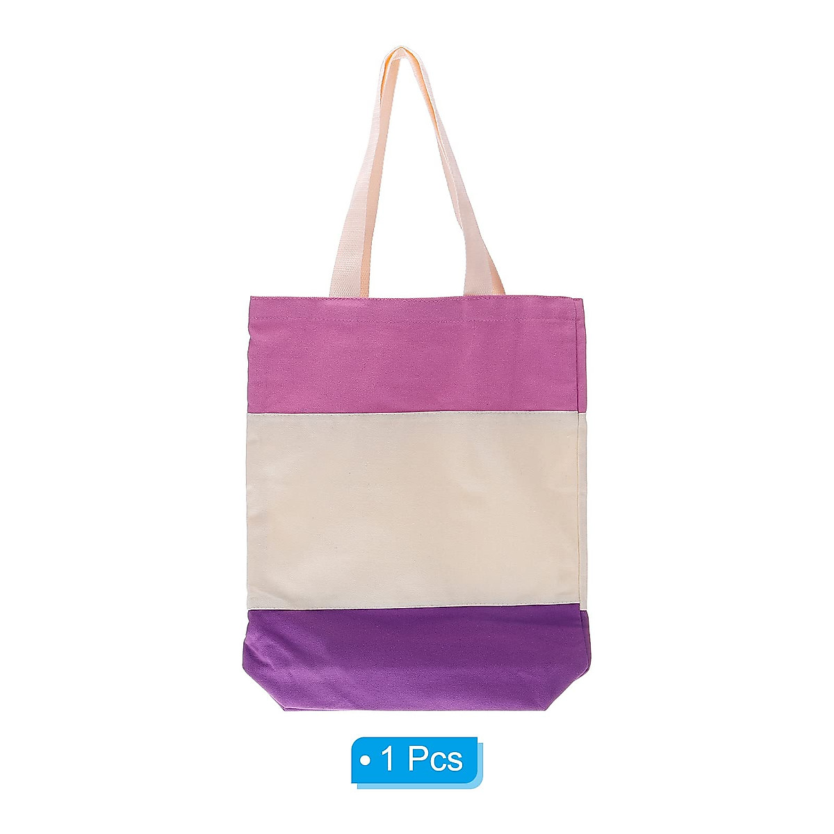 PATIKIL Canvas Tote Bag, 1Pcs Canvas Bag with Handles Sturdy Reusable Tote Bag Blank Embroidery DIY for Personalized Shopping Gifts Crafts Vinyl Grocery HTV Dye, Blush/Purple