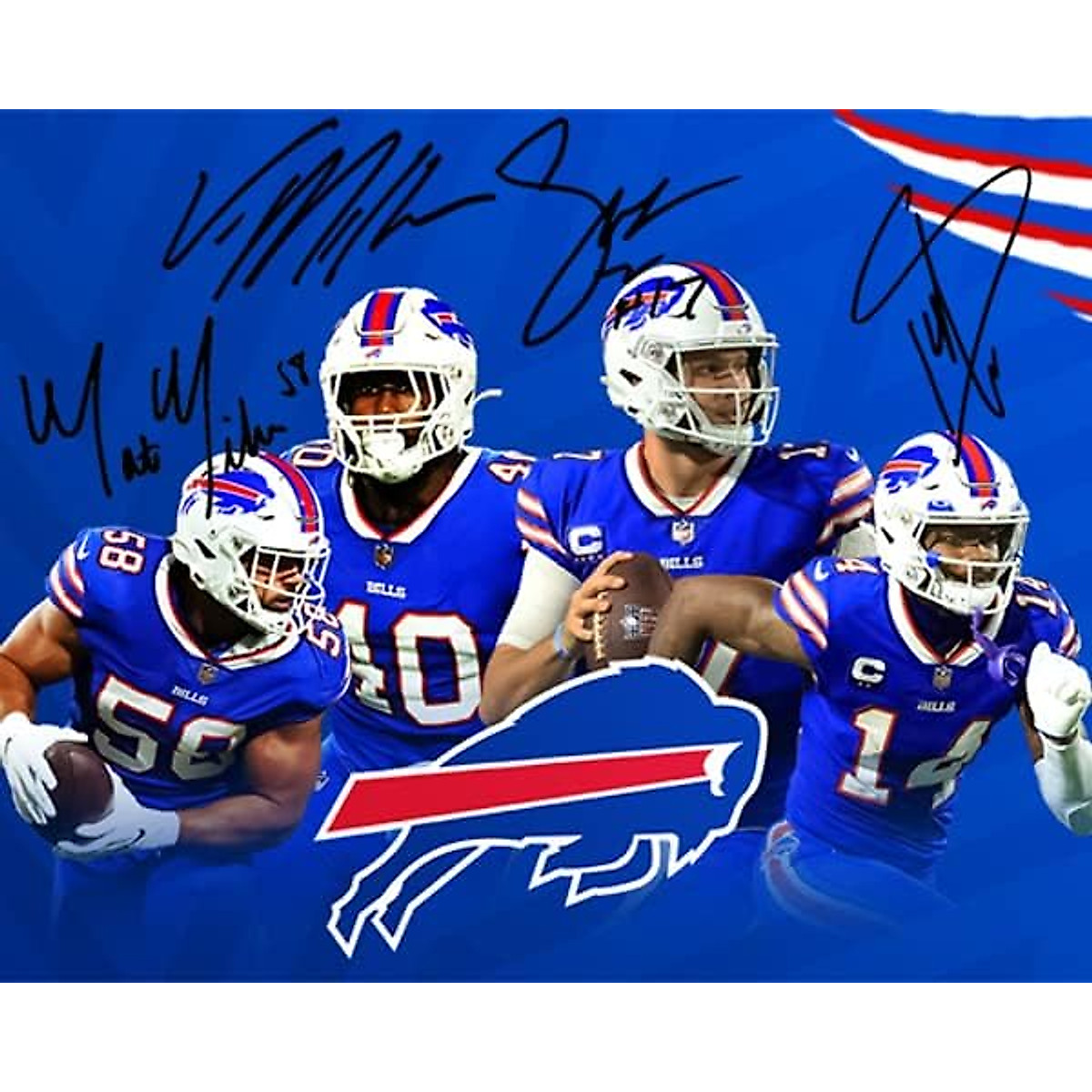 Ikonic Fotohaus Josh Allen Stefon Diggs Von Miller Matt Milano Signed Photo Autograph Print Wall Art Home Decor