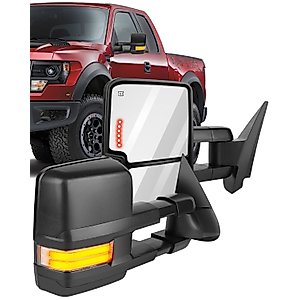 ECCPP Tow Mirrors Towing Mirrors Compatible with 1999-2002 for Chevy Silverado for GMC Sierra Pickup with Left Right Side Power Control Heat LED Turn Signal Running Clearance Light with Black Housing