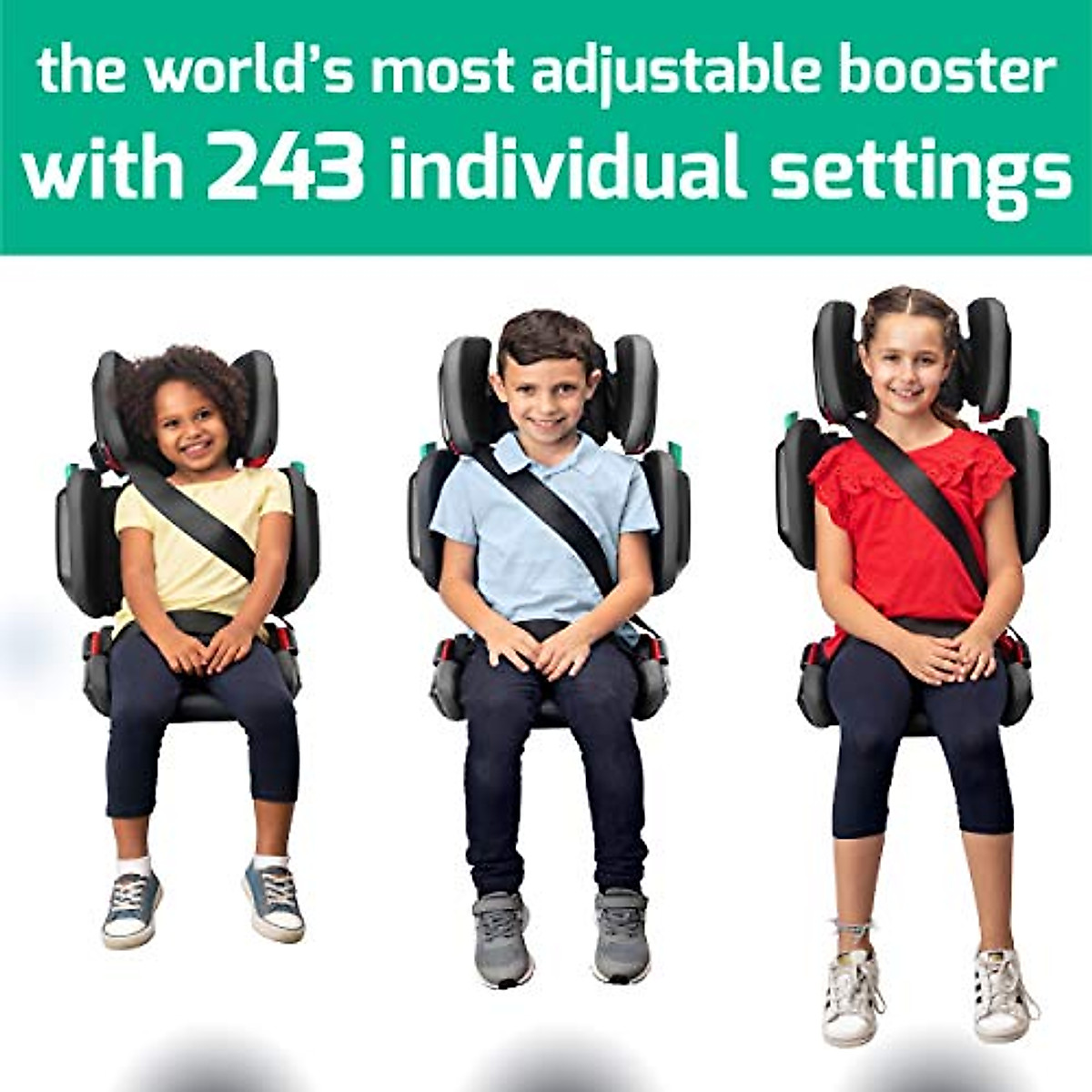 mifold hifold fit-and-fold Highback Booster Seat, – Adjustable Narrow, Foldable Booster Car Seat for Everyday, Travel, Carpooling and More – Slate Grey