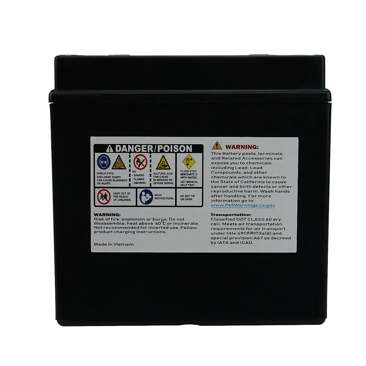 PowerStar YTX14-BS, YTX14, KMX14-BS, FTX14-BS Replacement Battery 200cca High Performance WP14-BS Sealed AGM for Powersports