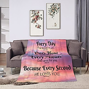 Menghao Bible Blanket Christian Gifts for Women, Religious Blanket with Inspirational Verse Thoughts and Prayers-Scripture Blanket Catholic Gifts Birthday Gifts Spiritual Gifts for Women 60"X 80"