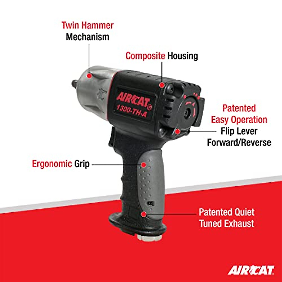 AIRCAT Pneumatic Tools 1300-TH-A: 3/8-Inch Composite Impact Wrench 600 ft-lbs