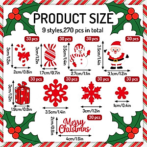 Whaline 270Pcs Christmas Confetti Red Santa Snowflake Snowman Paper Confetti Merry Xmas Table Confetti Decoration for Winter Holiday Baby Shower Birthday Party Supplies DIY Crafting