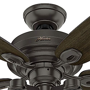 Hunter Fan 52 inch Casual Noble Bronze Indoor Ceiling Fan with Light Kit and Pull Chain (Renewed)