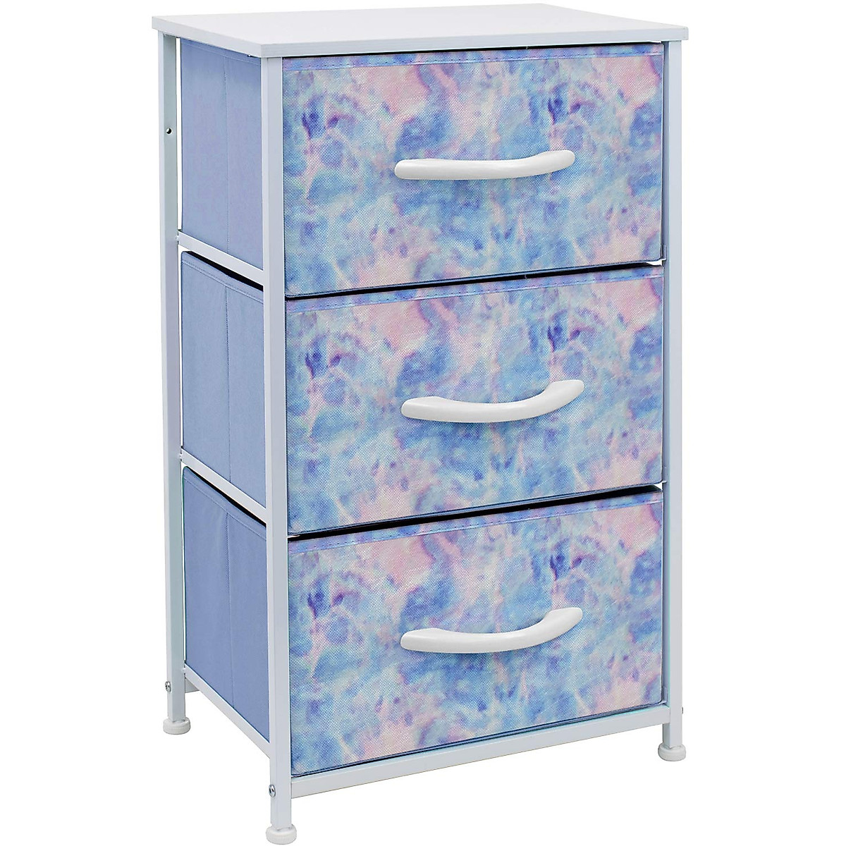 Sorbus Kids Dresser with 12 Drawers and 3 Drawer Nightstand Bundle - Matching Furniture Set - Storage Unit Organizer Chests for Clothing - Bedroom, Kids Rooms, Nursery, & Closet (Tie Dye)