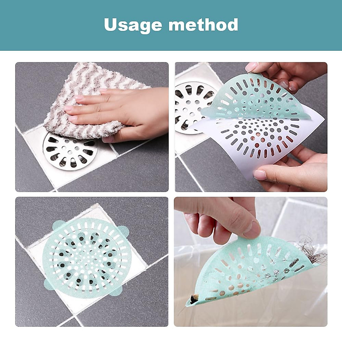 50 PCS Disposable Hair Drain Stickers, 2024 Upgrade Disposable Self-adhesive Floor Drain Stickers, Shower Drain Covers Protector Hair Catcher Mesh Stickers for Shower Kitchen Bathroom Bathtub (150)