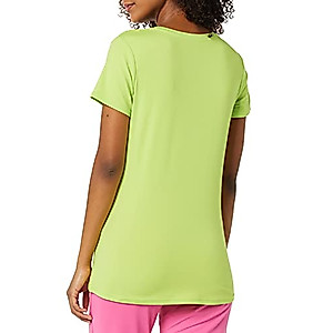 Amazon Essentials Women's Tech Stretch Short-Sleeve Crewneck T-Shirt (Available in Plus Size), Pack of 2, Lime Green/Slate Grey, Medium