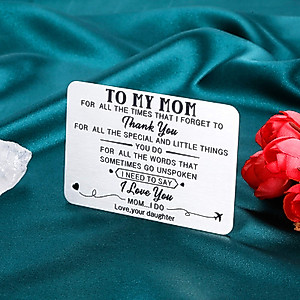 Sentimental Birthday Mothers Day Gifts for Mom from Daughter Women Engraved Wallet Card Insert for Mom Mother of The Bride Mother in Law Step Mom Appreciation Christmas Thank You Wedding Gifts Mama