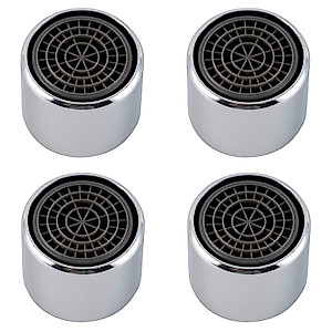 Hibbent 4 Pack Faucet Aerator, Solid Brass Kitchen Sink Faucet Aerator Shell and Built-in Filter, 55/64 Female Thread Bathroom Aerator Faucet Filter, Splash-Proof, Chrome Finish