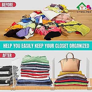 6 Pack Closet Shelves, Shelf Dividers, Clear Acrylic Shelf Divider for Closets, Wood Shelf Dividers Purse Organizer Separators, Closet Shelf Organizer for Kitchen Cabinets Storage Clothes Organization