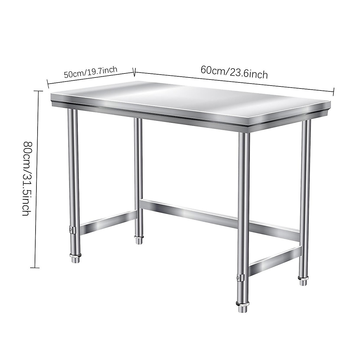 Open Base Table - 24x20x31 Inches Single Layer Stainless Steel Work Prep Table | Kitchen Furniture Anti-Rust for Cafeterias, Clean Rooms, Hotels, Hospitals