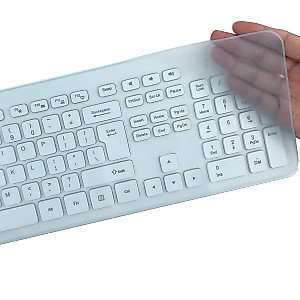 2 Pack Universal Computer Desktop Keyboard Cover Skin for Standard Size PC Computer Desktop Keyboards (Size: 17.52" x 5.51") Clear Waterproof Anti-Dust Silicone-Blue