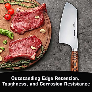 Mueller 7-inch Cleaver Knife, Vegetable Meat Chinese Chef’s Knife, German Stainless Steel with Ergonomic Pakkawood Handle, for Home Kitchen and Restaurant, Valentines Day Gifts for Him