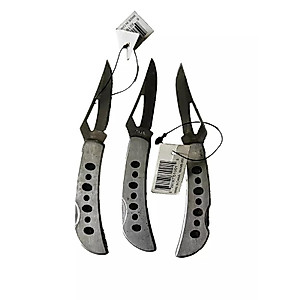 3 PC 440 STAINLESS STEEL Pocketknife Steel Handle & Blade, Lockback, New