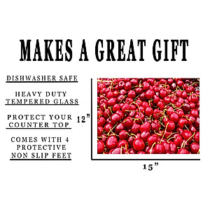 Fresh Cherries Cherry Red Kitchen Glass Cutting Board Decorative Gift For Her Mom Design