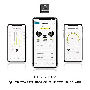 Technics Premium Hi-Fi True Wireless Bluetooth Earbuds with Advanced Noise Cancelling, 3 Device Multipoint Connectivity, Wireless Charging, Hi-Res Audio + Enhanced Calling - EAH-AZ80-K (Black)