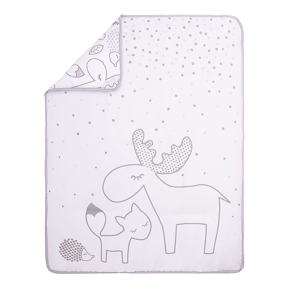 Trend Lab Modern Baby Crib Bedding Set for Boys or Girls | Simple Forest 4 Piece Nursery Décor Quilt, 2 Fitted Crib Sheets, and Dust Ruffle Skirt - Grey, 80025