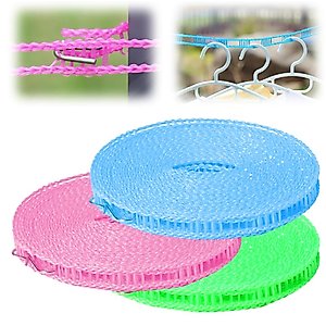 Windproof Non-Slip Clothesline, Retractable Clothesline Outdoor Camping Clothesline, Portable Clothesline Travel Clothes Line Camping Laundry Line Drying Line for Indoor Outdoor (3 Color, 32.8ft)