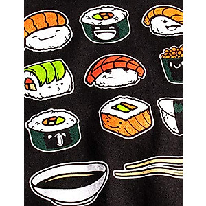 Happy Sushi | Funny, Cute Fun Japanese Food Go Rice Art for Men Women T-Shirt-(Adult,L) Black