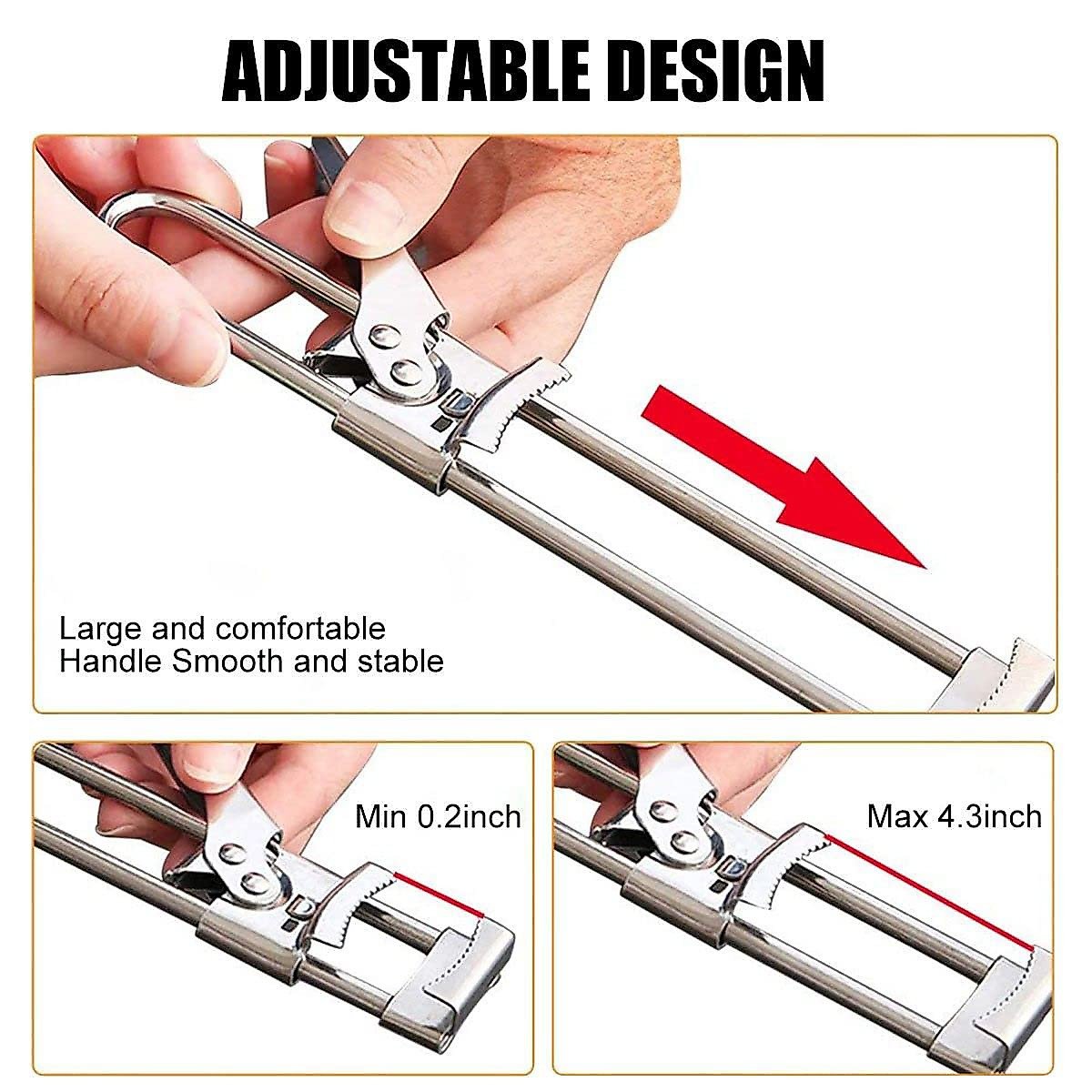 Fullofcarts Jar Opener - Adjustable Multifunctional Stainless Steel Can Opener Jar Lid Gripper - Jar Opener for Weak Hands, Senior Arthritis (1Pcs)