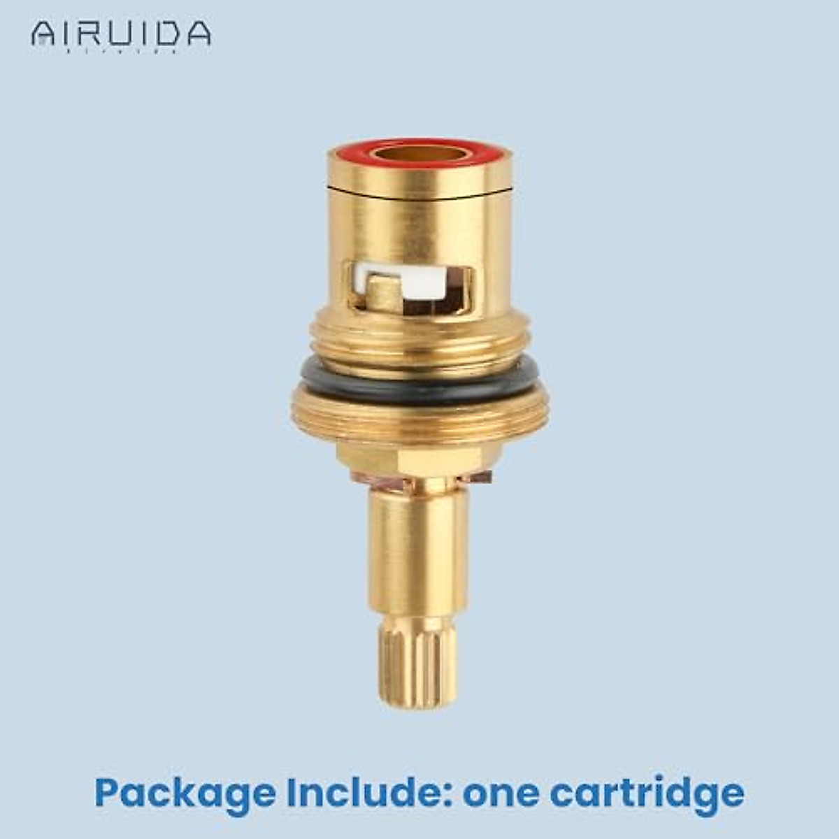 Airuida 52MM Anticlockwise Rotation Cartridge Replacement for Kitchen Faucet Valve 20 Teeth Brass Ceramic Disc Ceramic Stem for Exposed Shower System and Faucet Bathroom Water Control Tap Cartridge