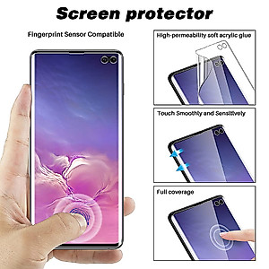 TOCOL 2+2 Pack Fit for Samsung Galaxy S10 Plus - 2 Pack TPU Screen Protector and 2 Pack Camera Lens Protector, Alignment Frame, Easy Installation, Bubble Free, Support Ultrasonic Fingerprint