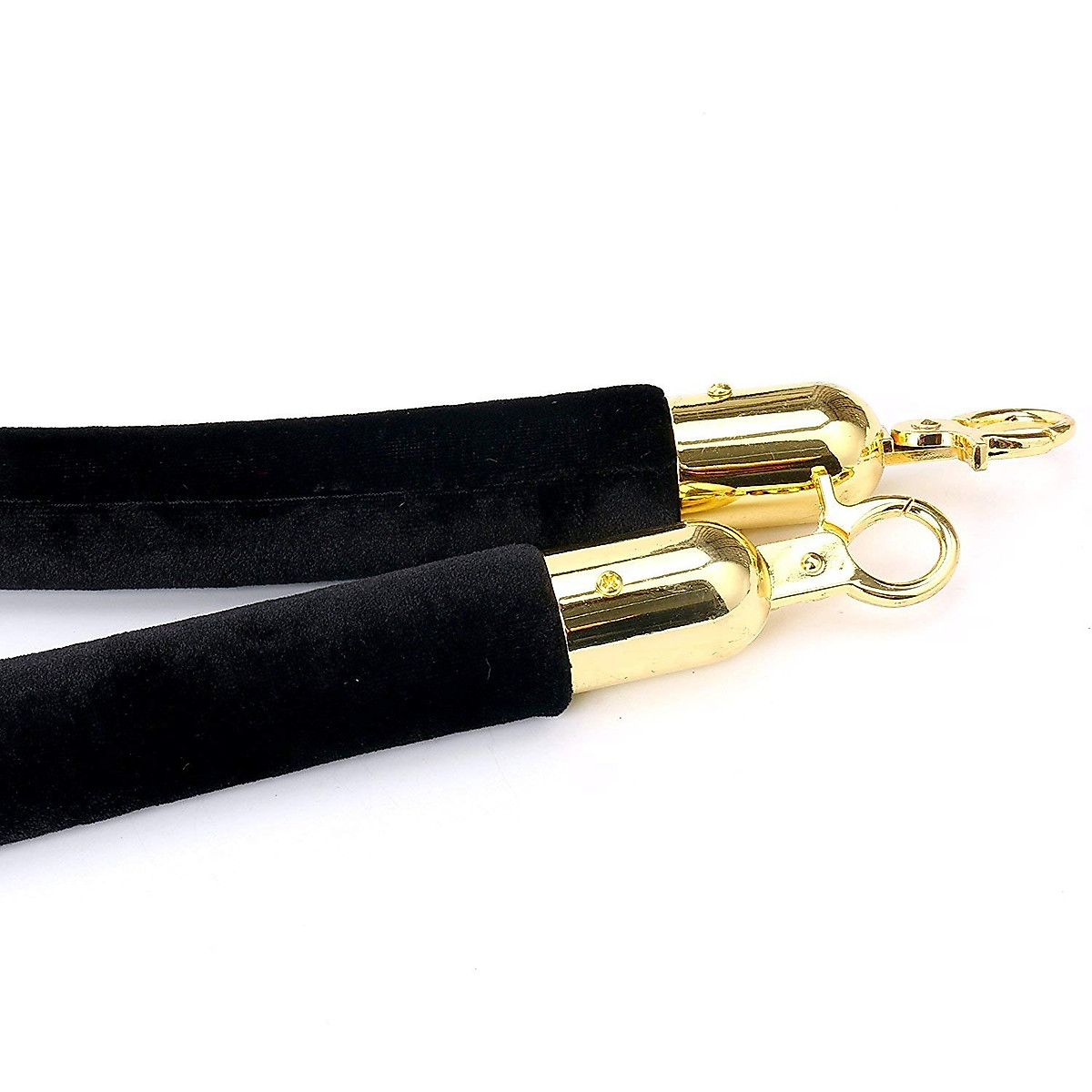 YaeKoo 2 Pack of Velvet Stanchion Rope 4.9 Feet with Stainless Steel Hooks,Crowd Control Stanchion Post Queue Line Barrier Velvet Hanging Ropes for Movie Theaters,Grand Openings,Hotels-Black
