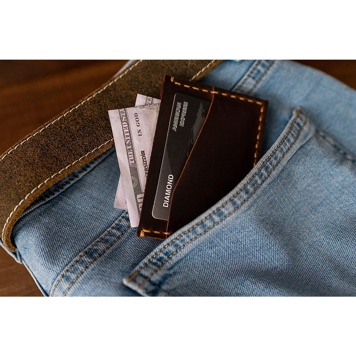 Handmade Leather card holder, Minimalist leather Card holder for Men - Women, Leather Pocket Card case, Leather Card Case