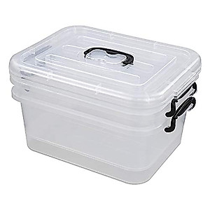 EudokkyNA 8 Liter Plastic Storage Box with Handle, 2-Pack Clear Storage Bin