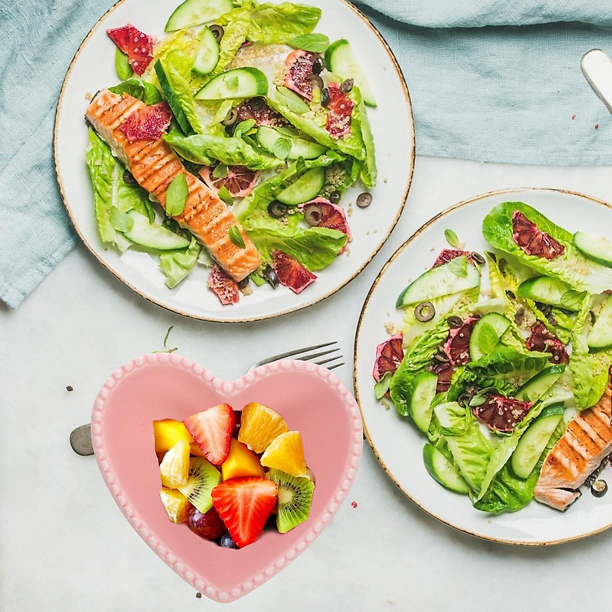 Luxshiny Heart Shaped Bowl Heart Shaped Bowl Ceramic Heart Bowl Heart Shape Salad Bowl Irregular Bowl for Fruit Salad Soup Cereal Snacks Dessert Pudding Cake Food Pink Oven Safe Bowls