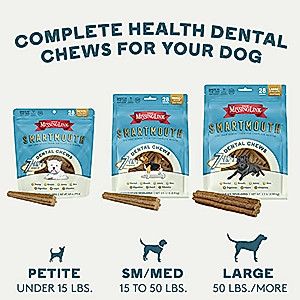 The Missing Link Smartmouth Vet Developed Dental Chew Treats, 7-in-1 Benefits: Healthy Teeth & Gums, Breath, Skin, Joints, Digestion, Heart, Immune System – Small/Medium 15-50lb Dogs, 28 Ct