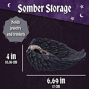 Nemesis Now Edgar Allan Poe's Nevermore Raven Skull Trinket Holder, Gothic Jewelry Dish, Hand-Painted Resin, 17cm