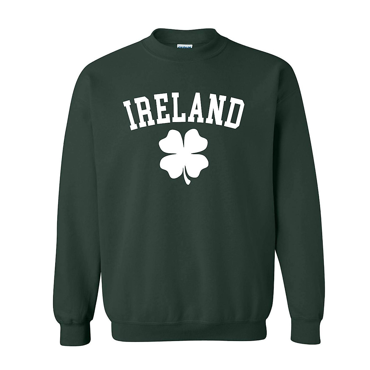 ALLNTRENDS Adult Sweatshirt Ireland 4 Leaf Clover Lucky St Patrick's Irish Top (L, Forest Green)