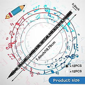 Music Note Pencils Music Pencils Music Themed Pencils Kids Musical Pencils Round White Black Pencils Woodcase Pencils with Eraser for School Office Supplies Drawing Writing, 7 Inches (24 Pieces)