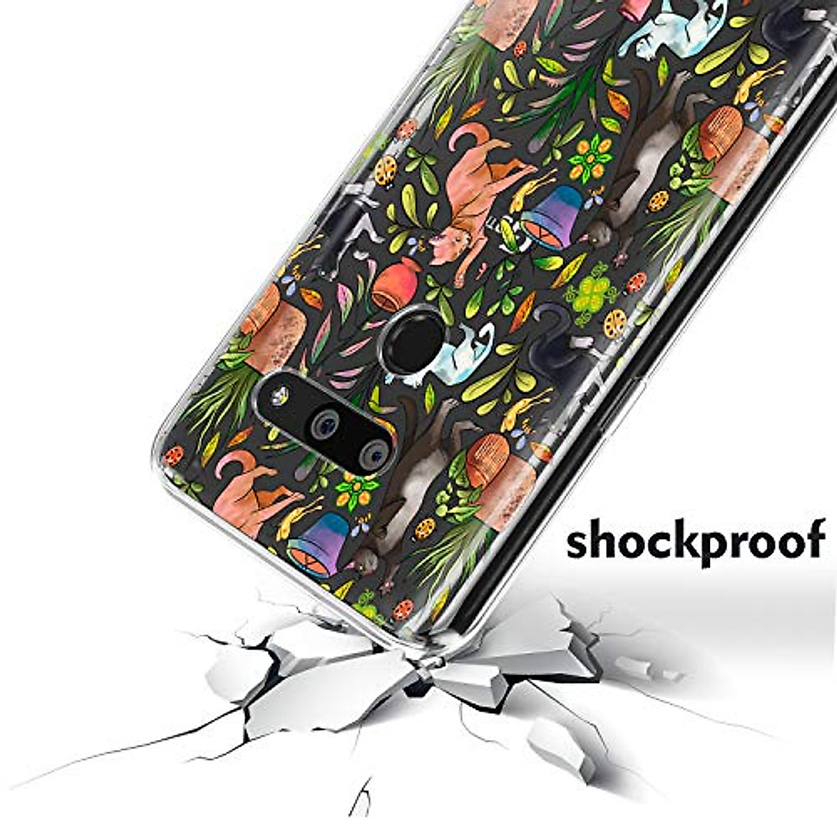 Loraw Slim TPU Phone Case Compatible with LG Velvet V60 V50 ThinQ 5G V40 V35 V30 Plus G7 G6 Funny Clear Houseplants Silicone Flexible Shockproof Ladybugs Durable Lightweight Cute Pets Cats